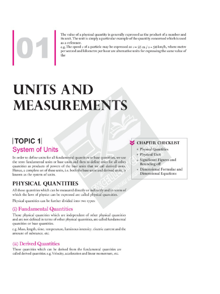 Class 11 Units and Measurements | PDF