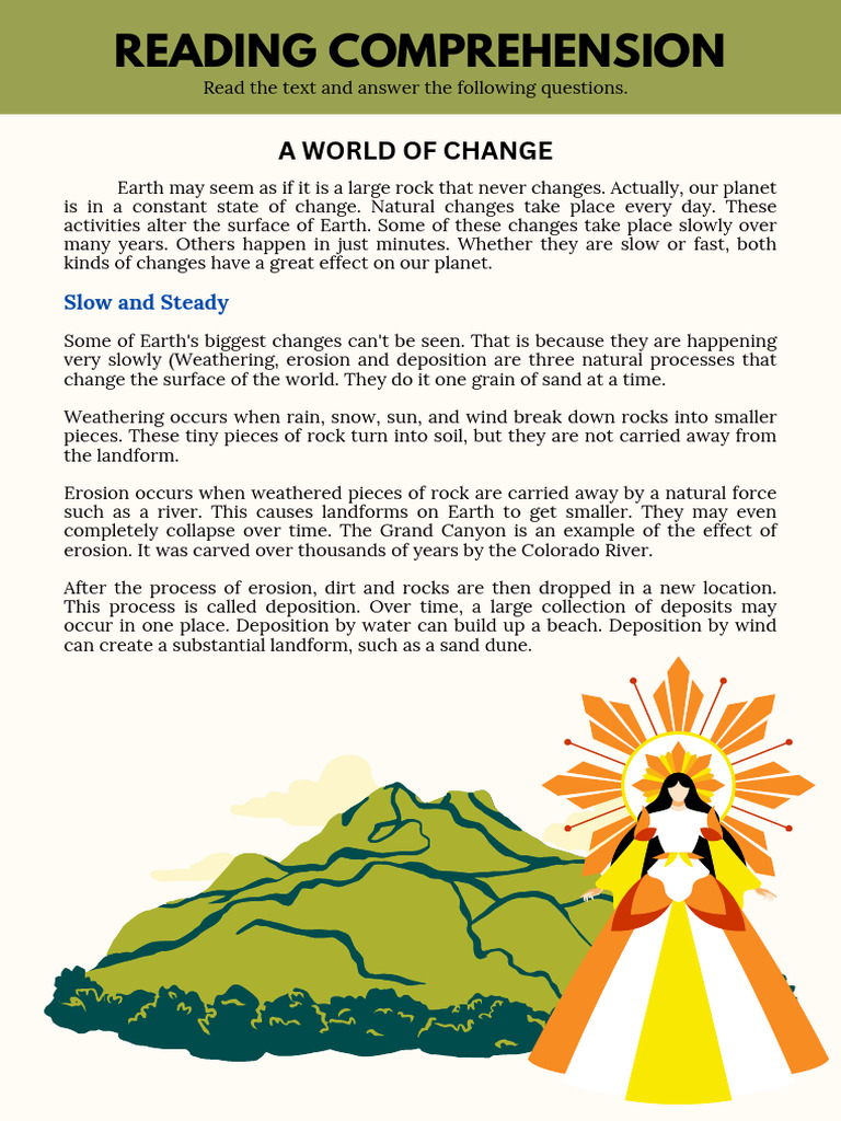 Reading Comprehension Worksheet English Worksheet in Green Simple Style ...