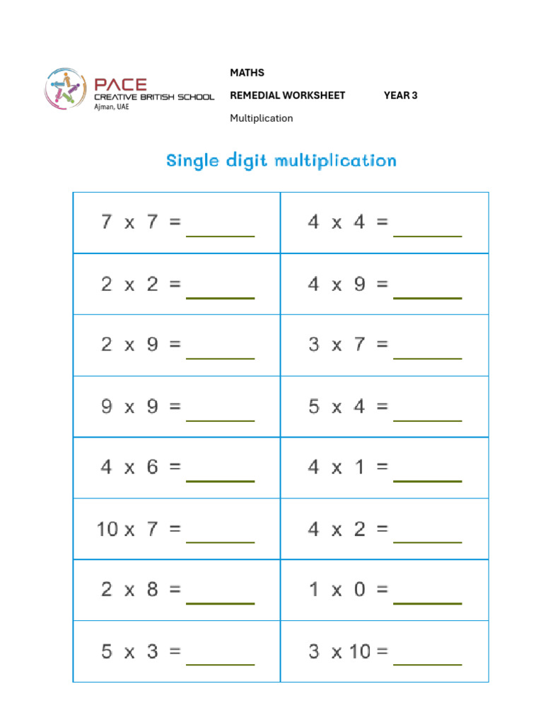 Maths Remedial Worksheet | PDF
