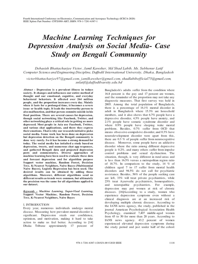 Machine Learning for Bengali Depression Analysis | PDF | Support Vector ...