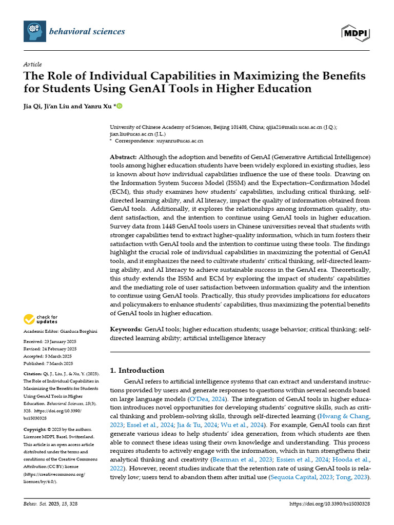 The Role of Individual Capabilities in Maximizing The Benefits For ...