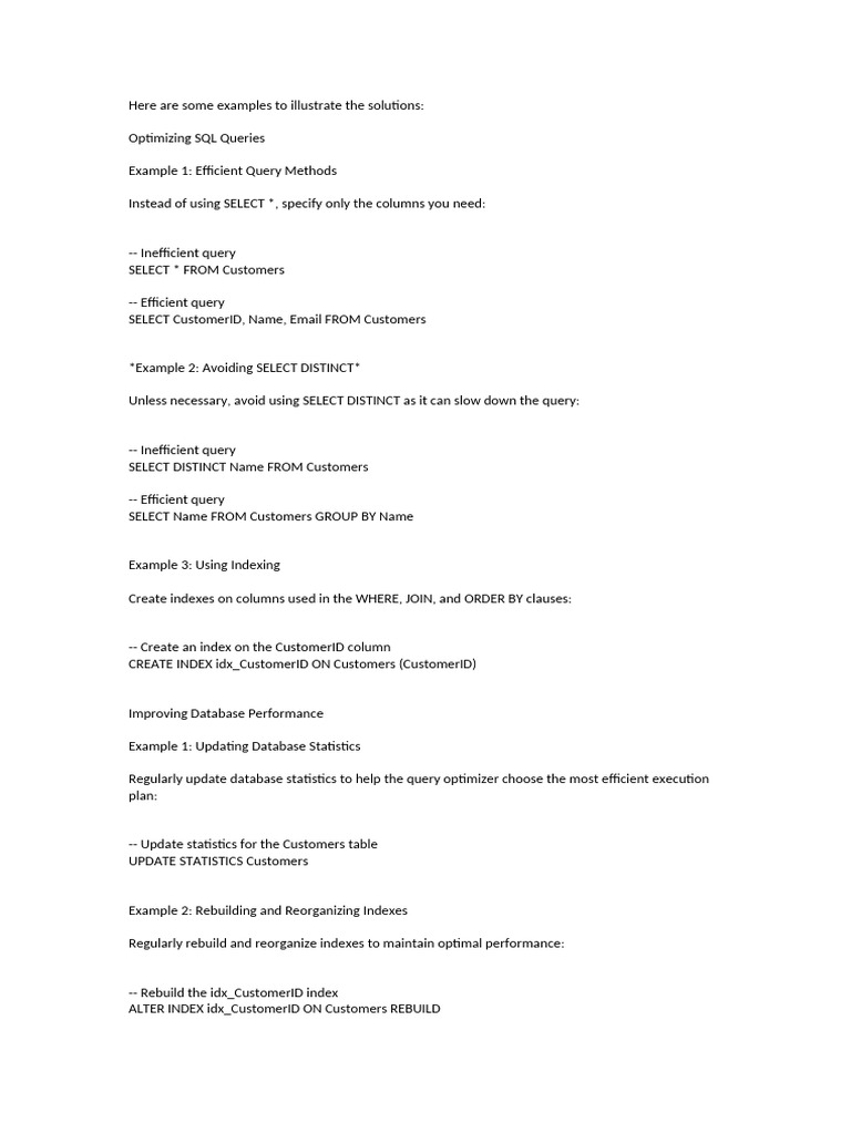 Here Are Some Examples to Illustrate the Solutions | PDF | Database ...