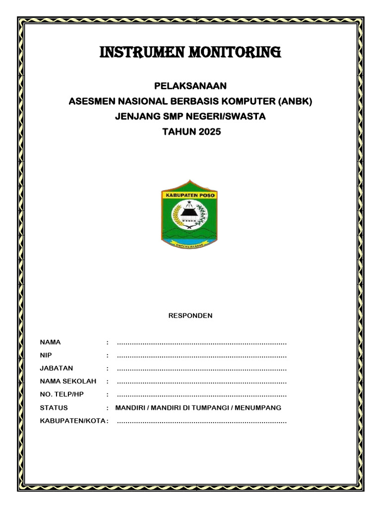 Instrumen Monitoring ANBK 2025 | PDF
