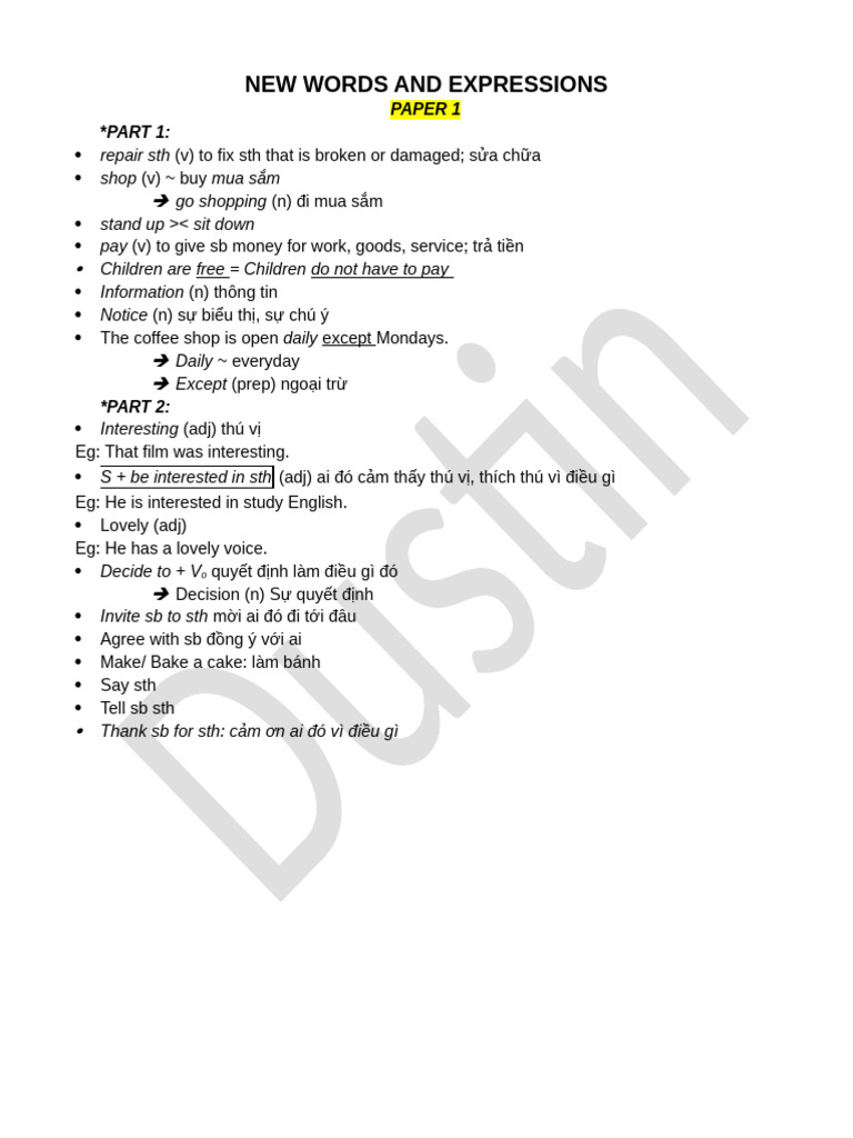 New Words and Expressions | PDF