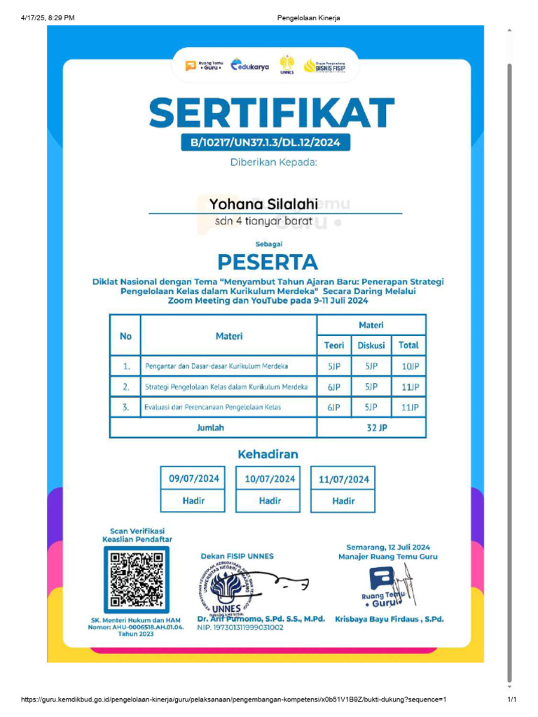 Sertifikat Yohana Silalahi Compressed | PDF