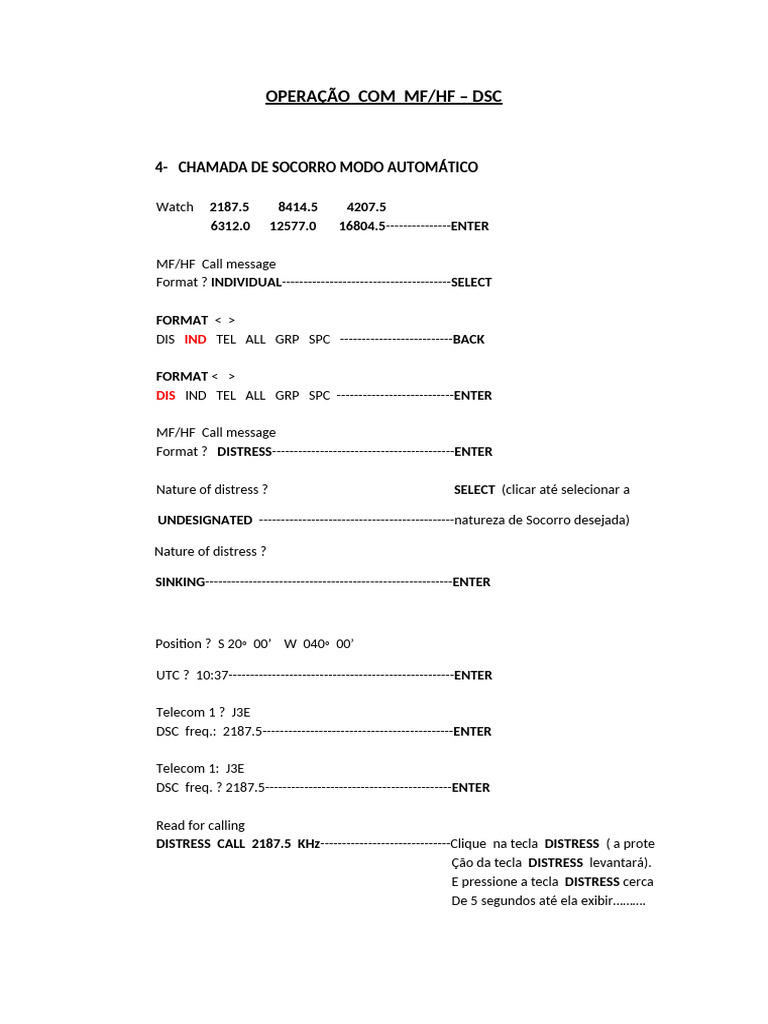 Automatic DSC Distress Call Procedure | PDF