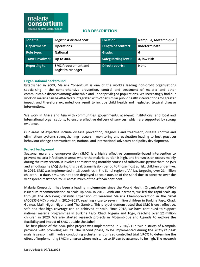 JD Logistic Assistant SMC | PDF