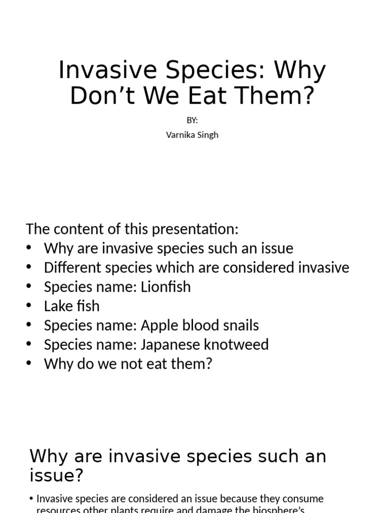 Invasive Species: Why Not Eat Them? | PDF | Invasive Species | Fish