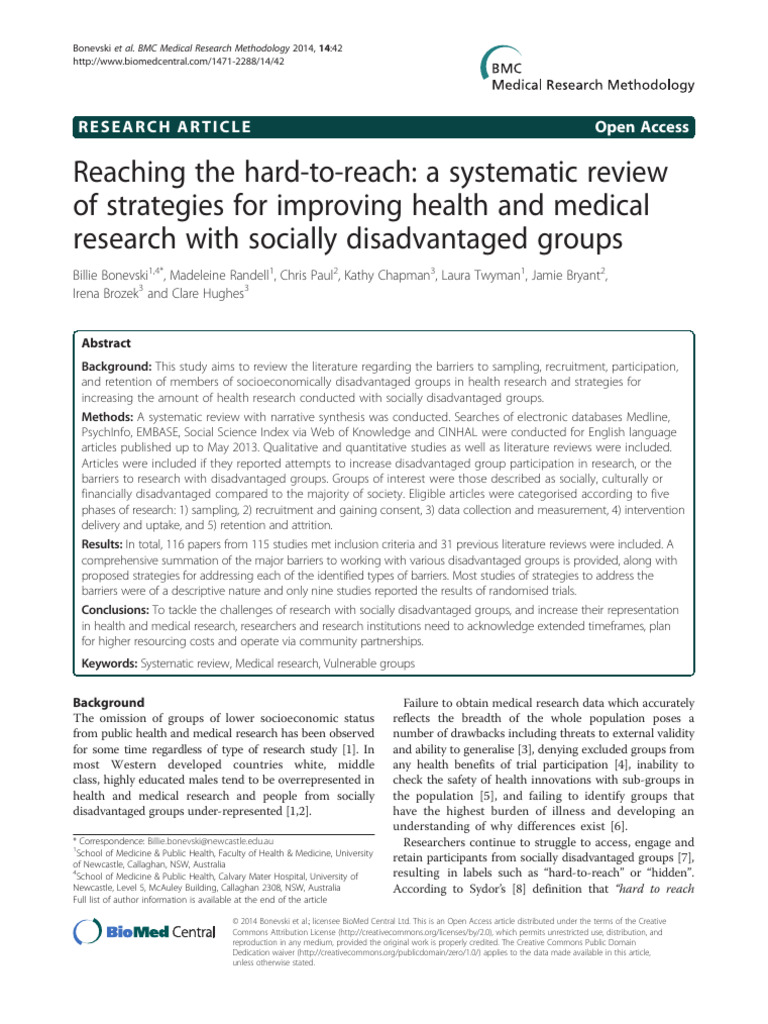 Reaching The Hard-To-Reach: A Systematic Review of Strategies For ...