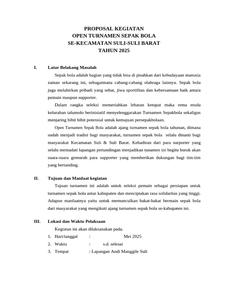 Susunan Panitia Turnamen Sepak Bola | PDF