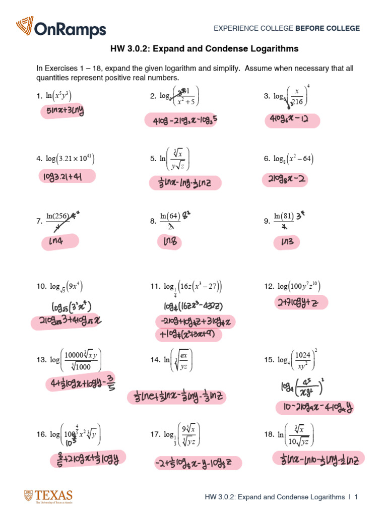 Expanding and Condensing Logarithms | PDF | Chess | Chess Theory