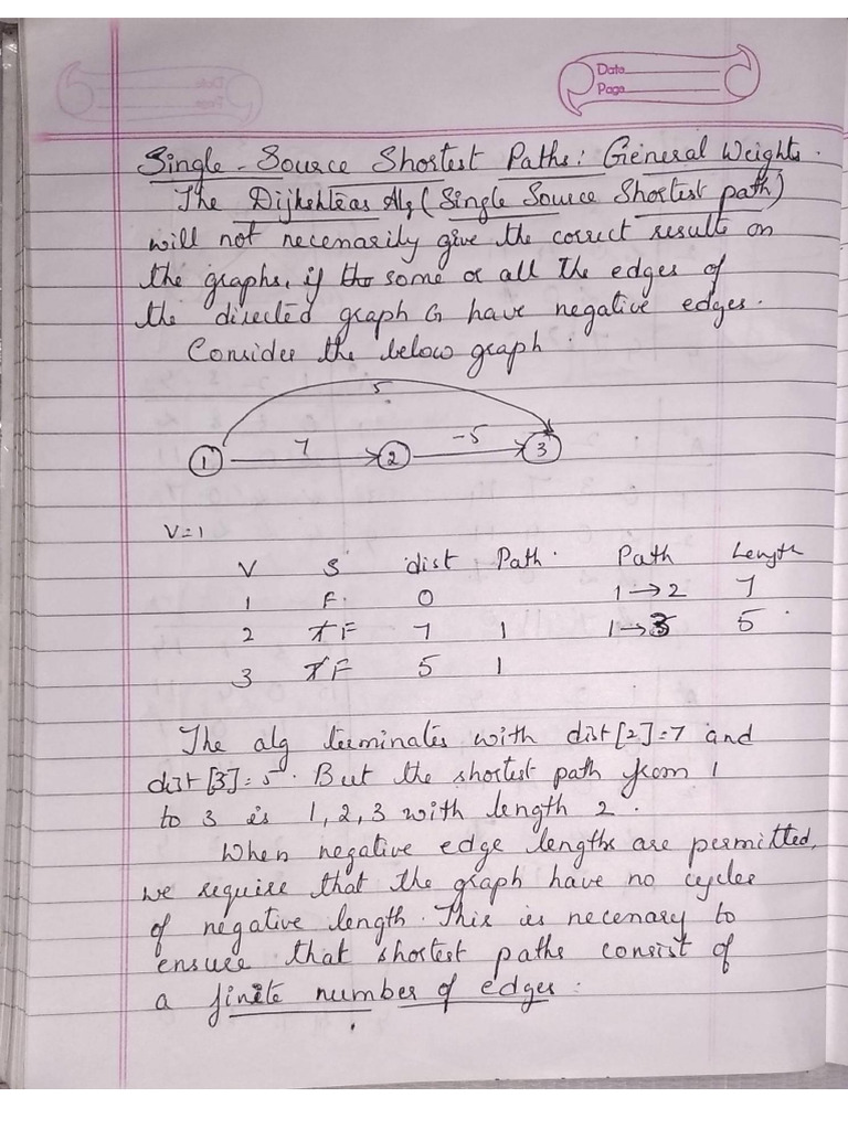 Single Source Shortest Path-General Weights | PDF