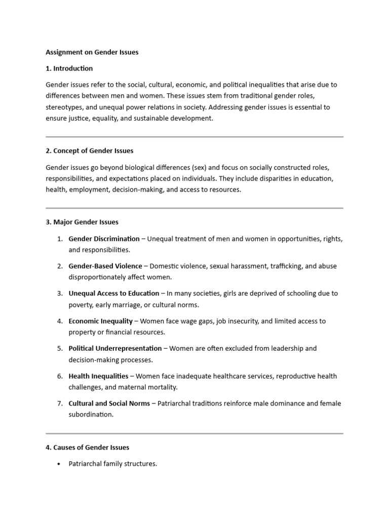 Addressing Gender Inequality Issues | PDF | Gender Studies | Gender ...
