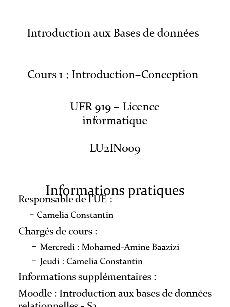 Introduction aux Bases de Données Relationnelles | PDF | Bases de ...