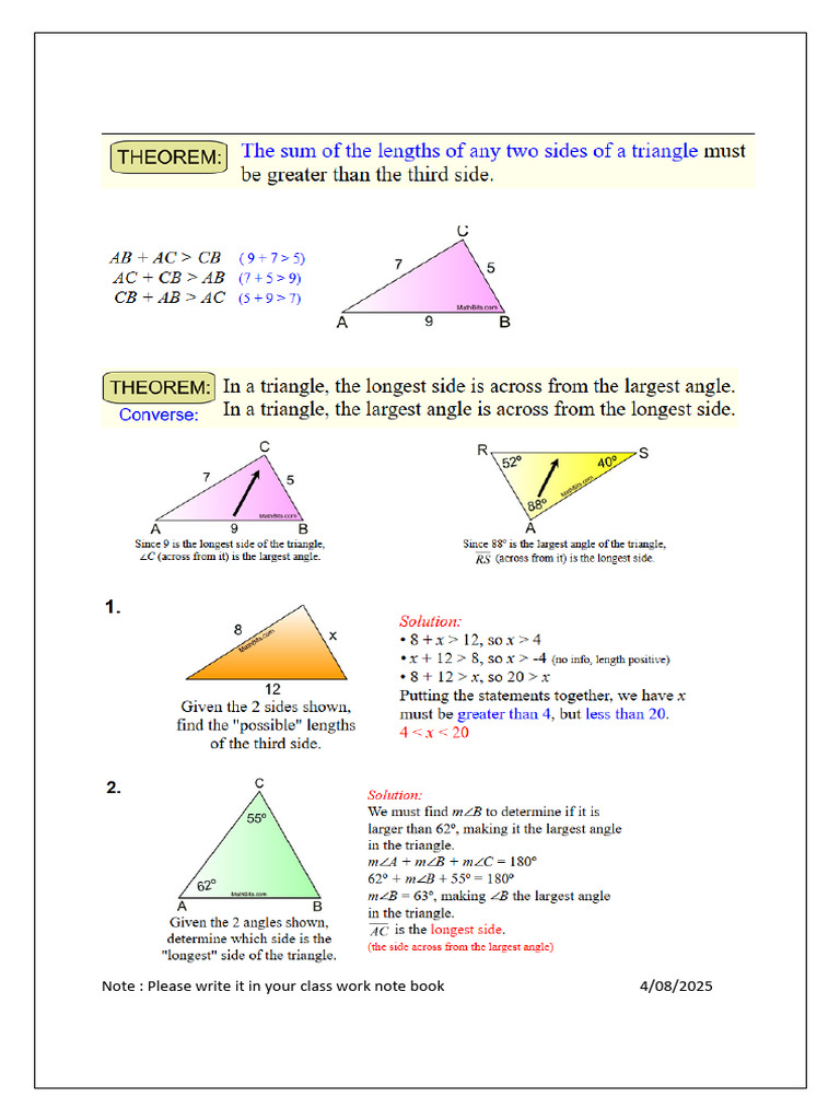 Grade Ix Triangle Inequality | PDF