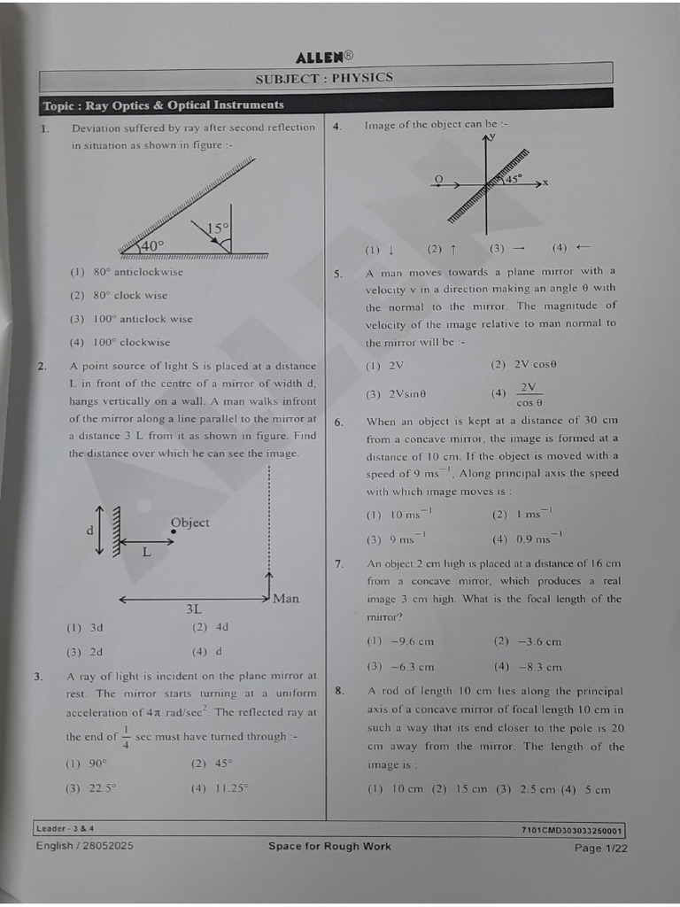 ALLEN - Class Room - Minor Test - 01 | PDF