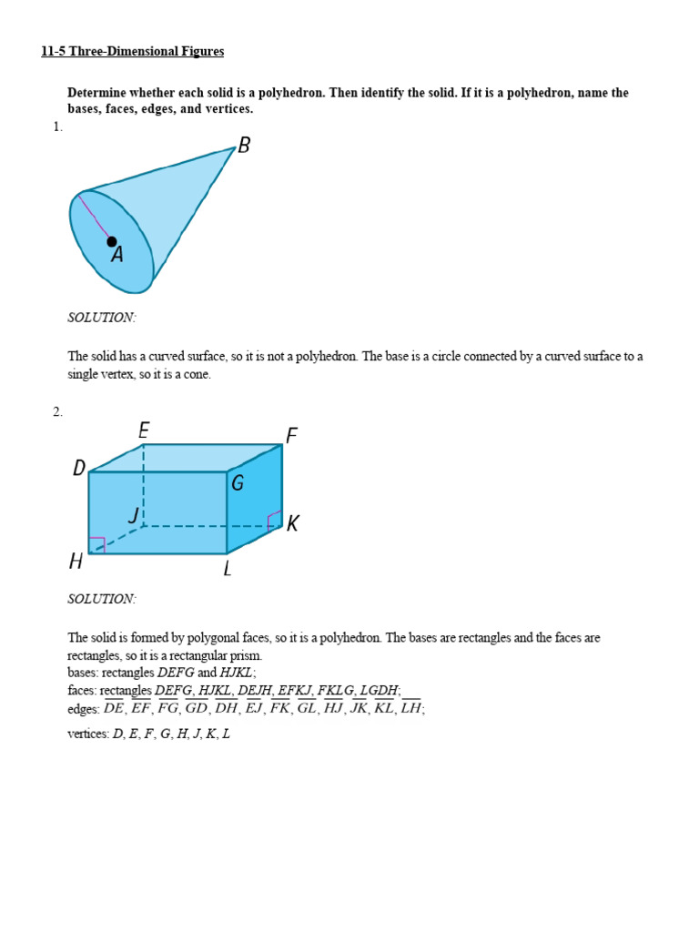11 5 Three Dimensional Figures | PDF | Area | Volume
