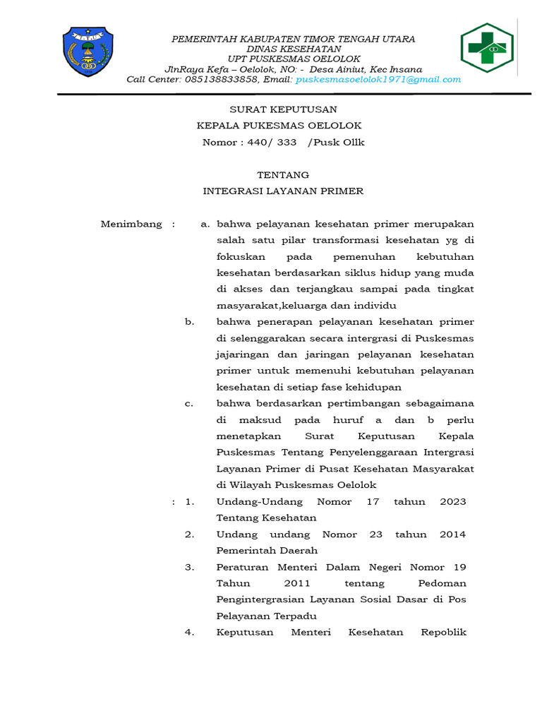 SURAT KEPUTUSAN ILP Oelolok | PDF