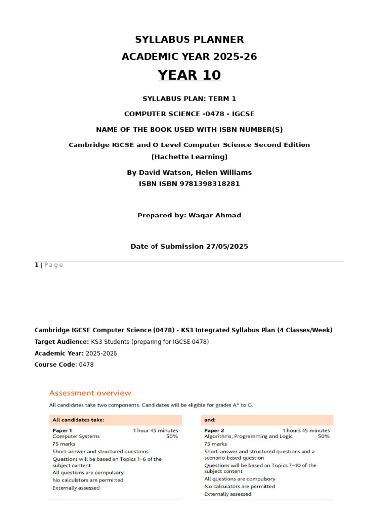IGCSE Computer Science Syllabus 2025-26 | PDF | String (Computer ...