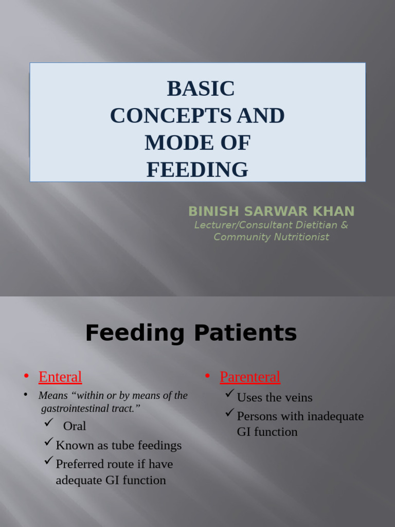 Feeding Methods: Enteral vs. Parenteral | PDF | Nutrition | Diet ...