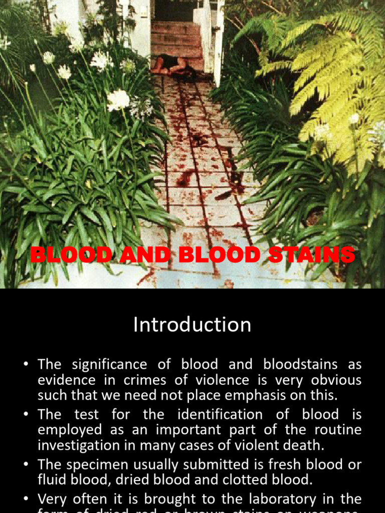 Blood Identification Tests in Forensics | PDF | Blood Plasma | Blood