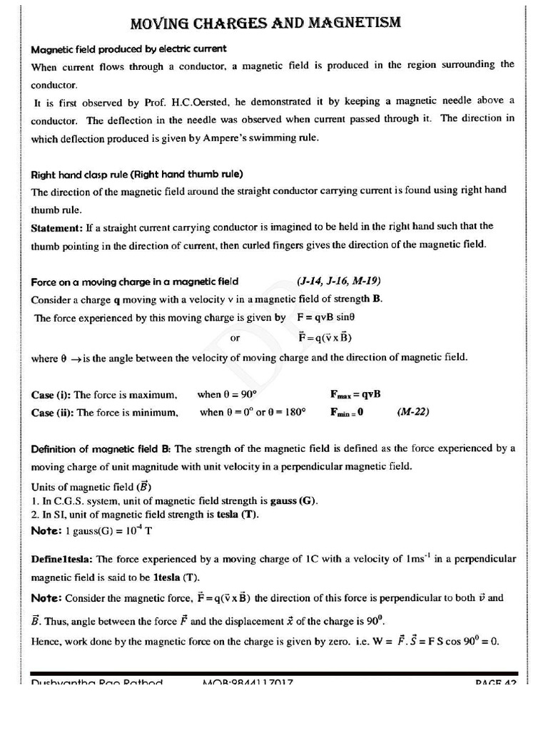4.moving Charges and Magnetism | PDF