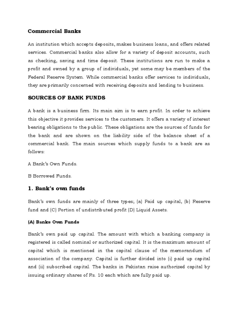 Sources of Bank Funds | PDF