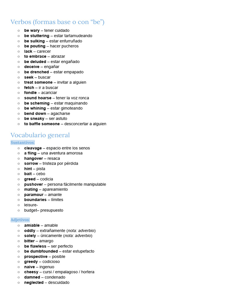 Vocabulario Inglés | PDF