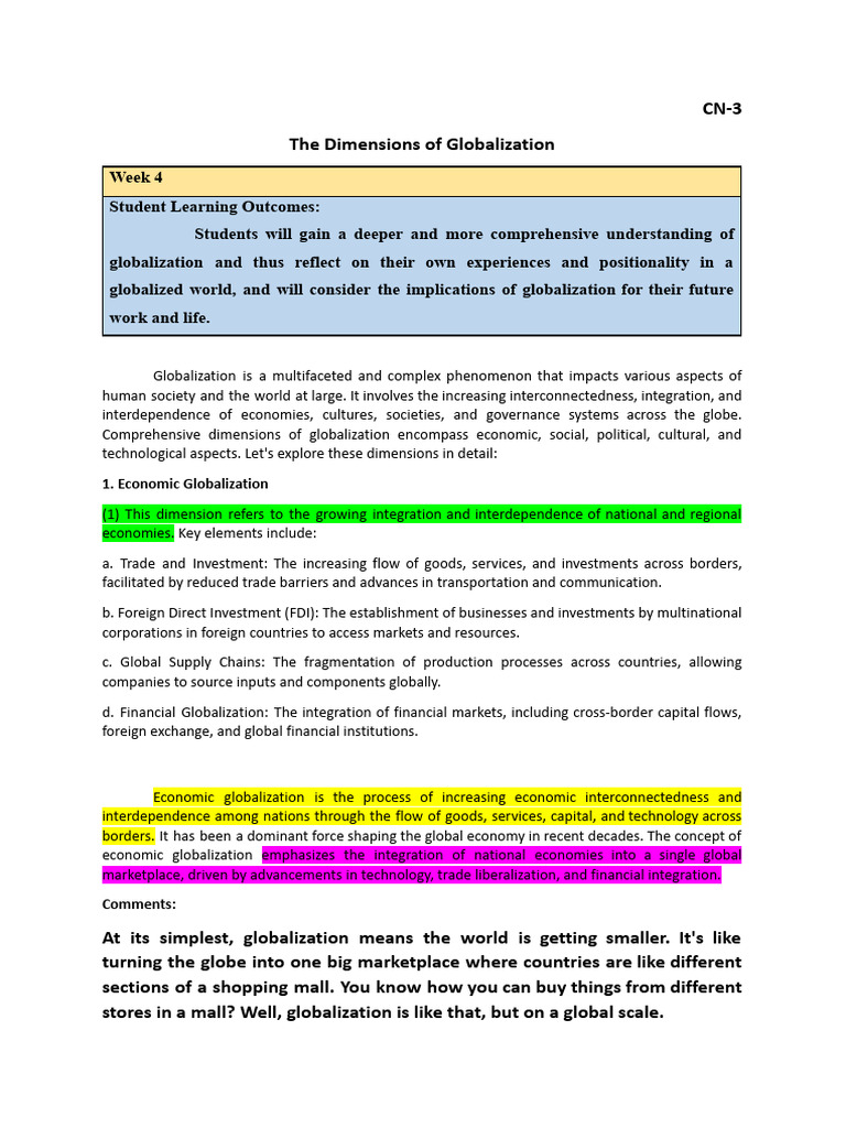 CN 3 Dimensions of Globalization | PDF | Globalization | Sustainability