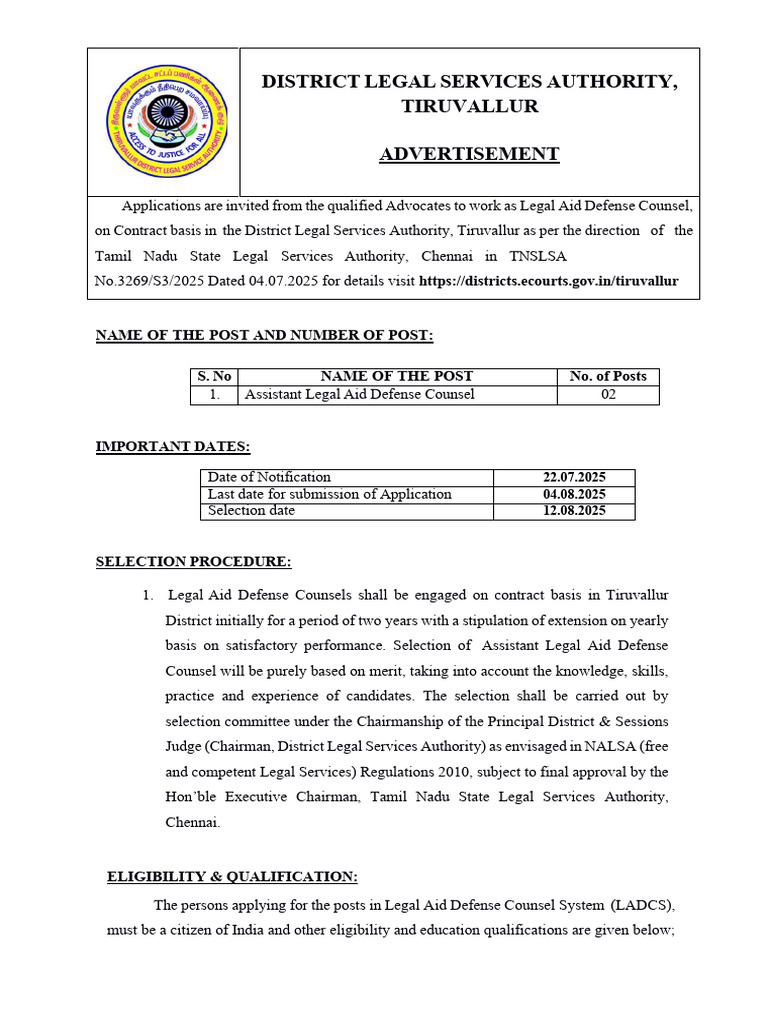 Assistant Legal Aid Counsel Recruitment 2025 | PDF | Legal Aid | Lawyer