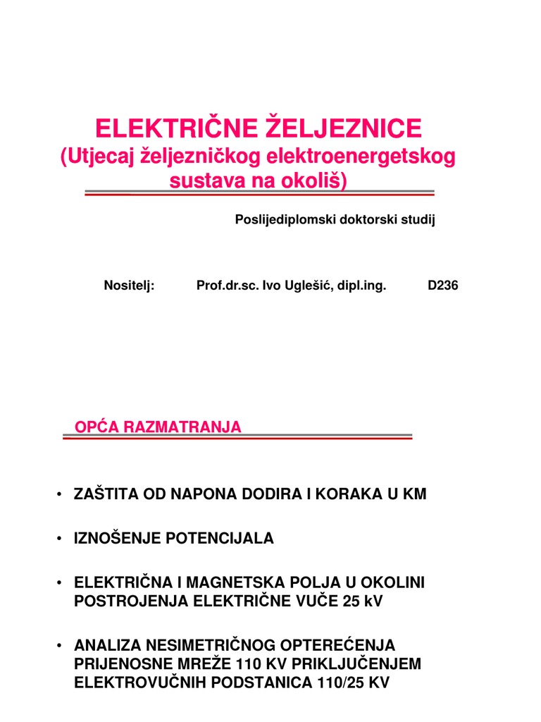 Utjecaj Zeljeznickog Elektroenergetskog Sustava Na Okolis | PDF