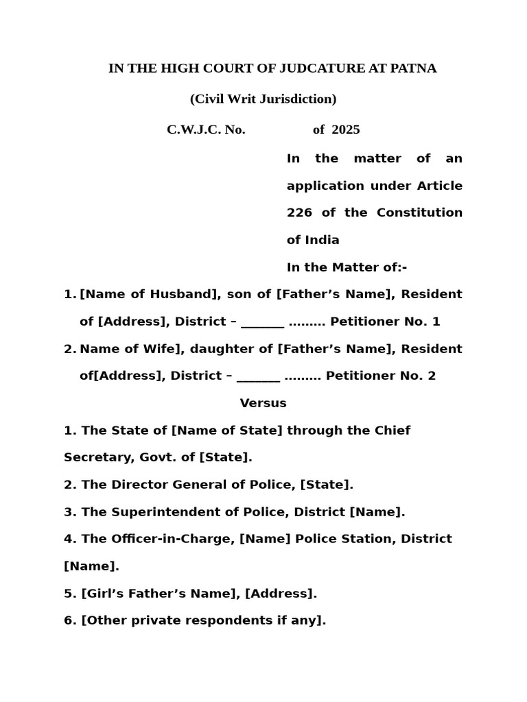 Petition for Police Protection in Marriage | PDF | Writ | Mandamus