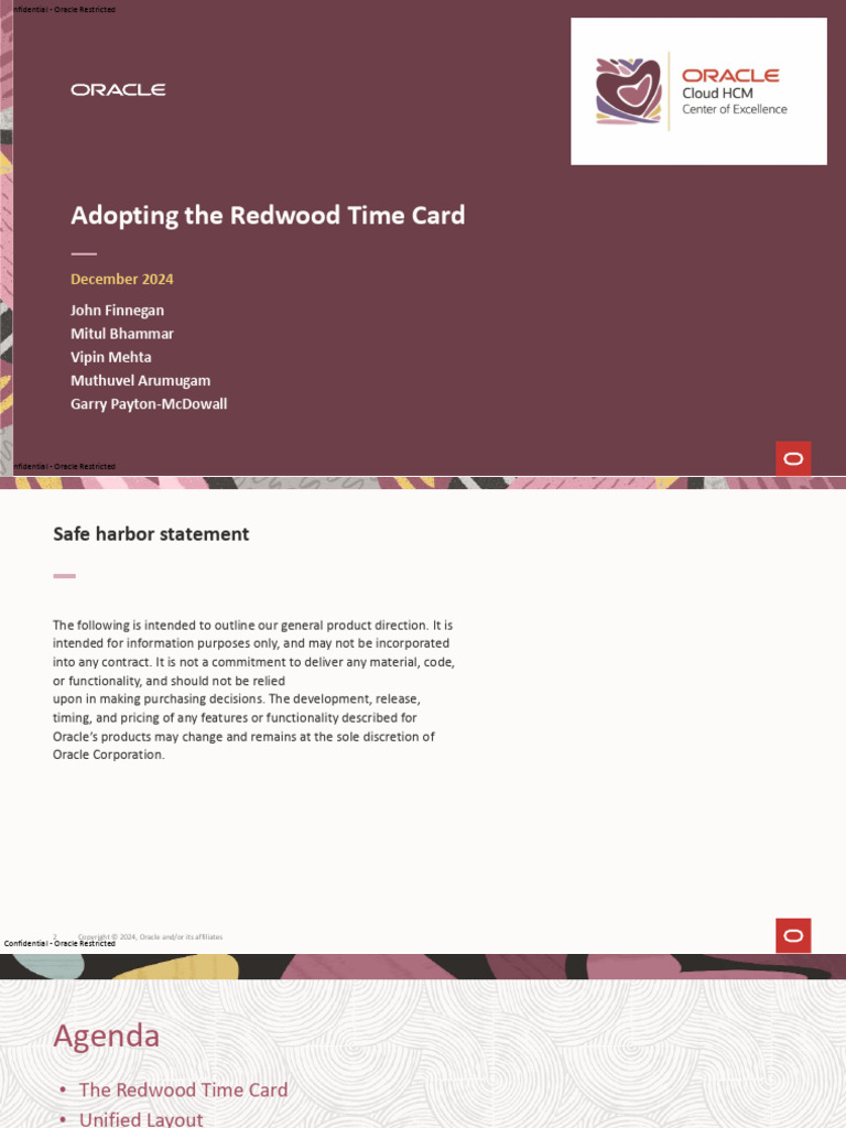 Redwood Time Card Overview 25C | PDF | Oracle Corporation | Computer ...