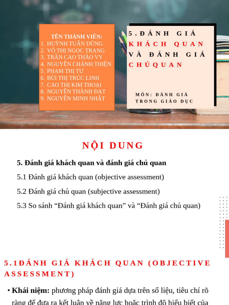 Danh Gia Khach Quan Va Danh Gia Chu Quan | PDF