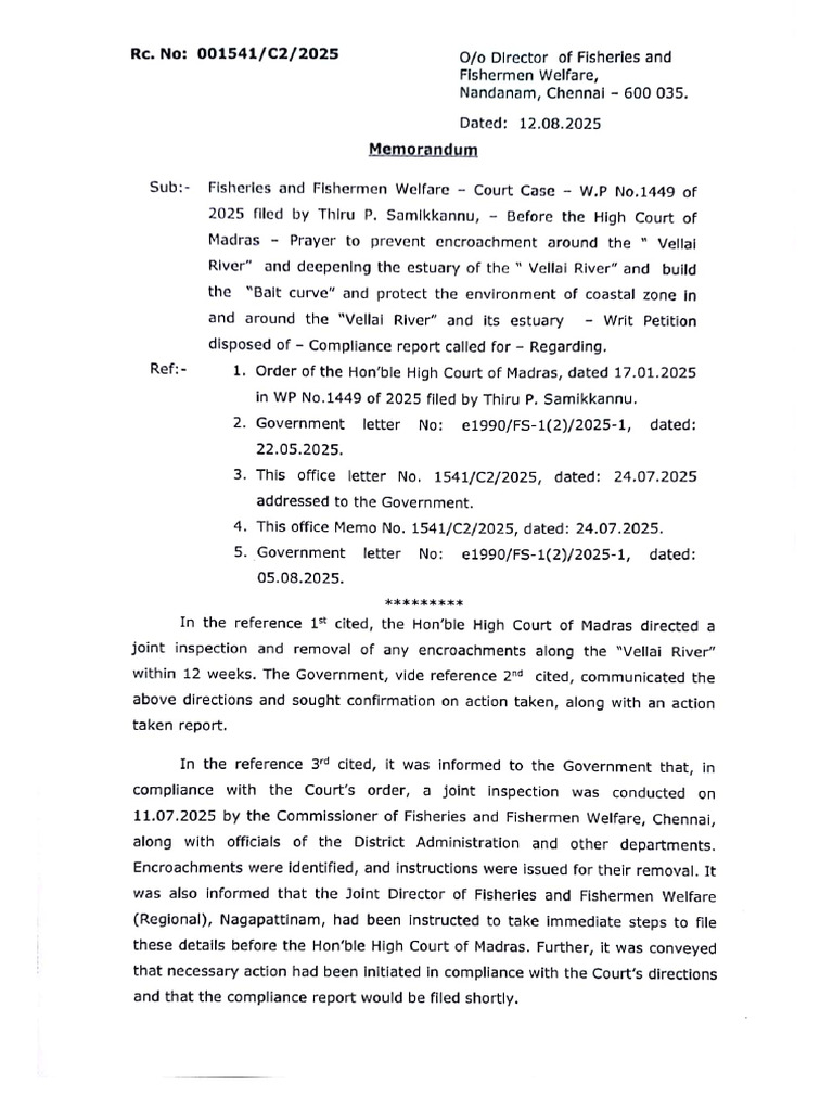 Memorandum - Compliance Report Filed Before Court in WP 1449 of 2025 ...