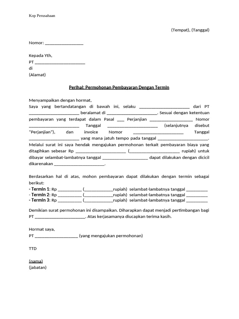 Surat Permohonan Pembayaran Termin | PDF