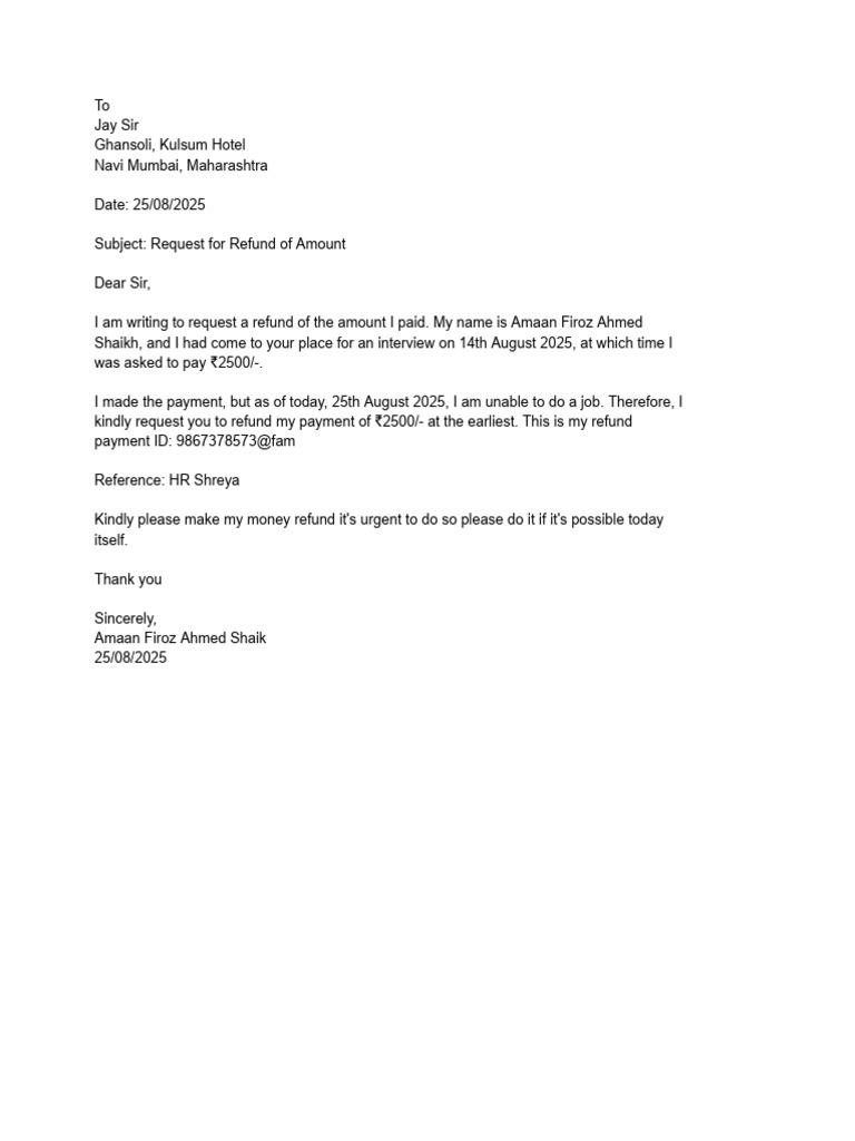 Refund Application | PDF