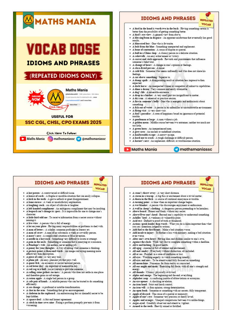 Idioms Most Important | PDF