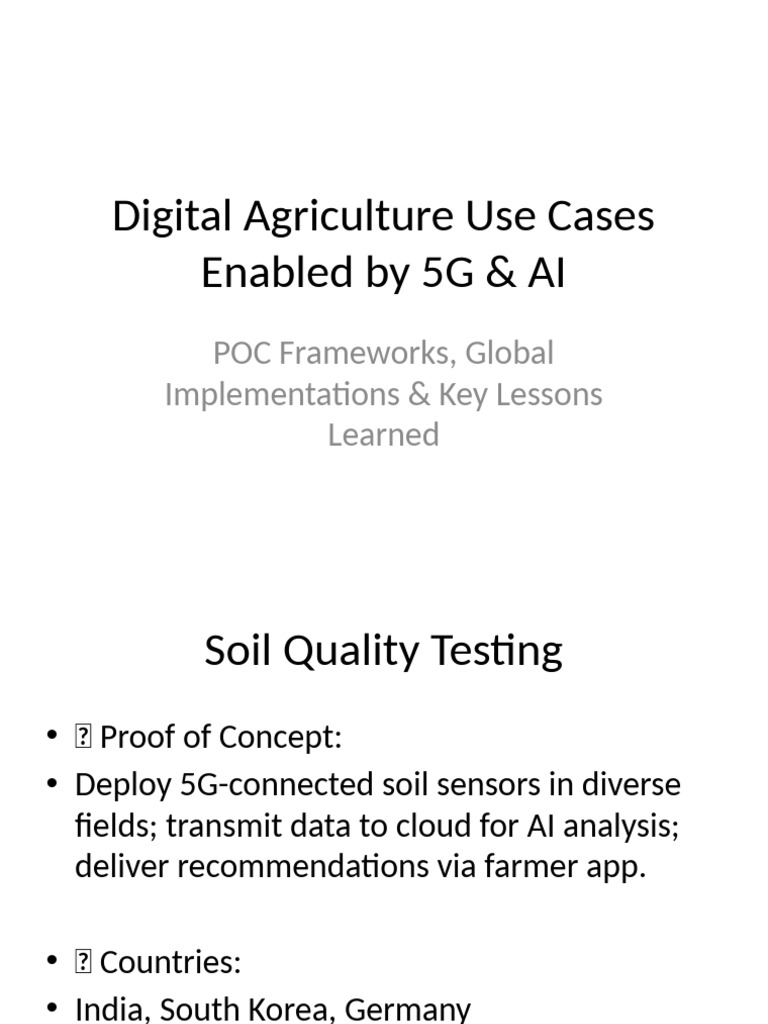 Digital Agriculture Use Cases POC | PDF