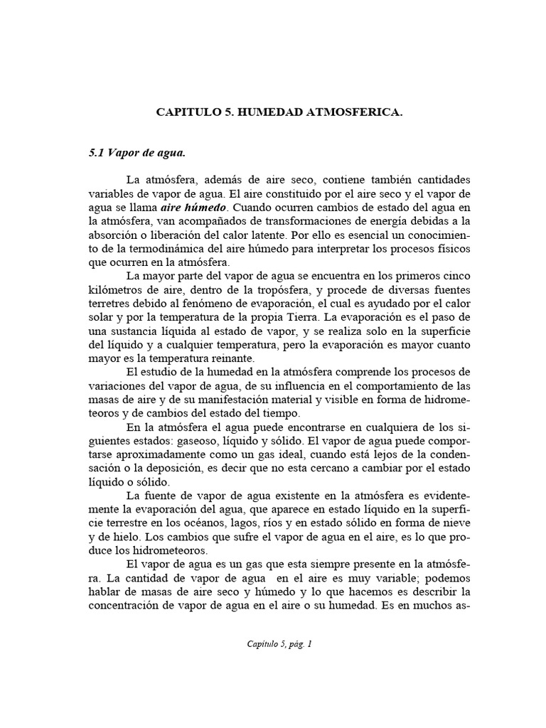 Atmosfera y Humedad | PDF | Vapor de agua | Humedad