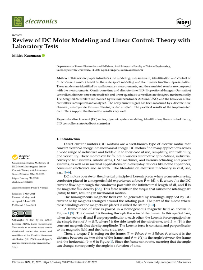 DC Motor Control: Modeling & Testing | PDF | Electric Motor | Control ...