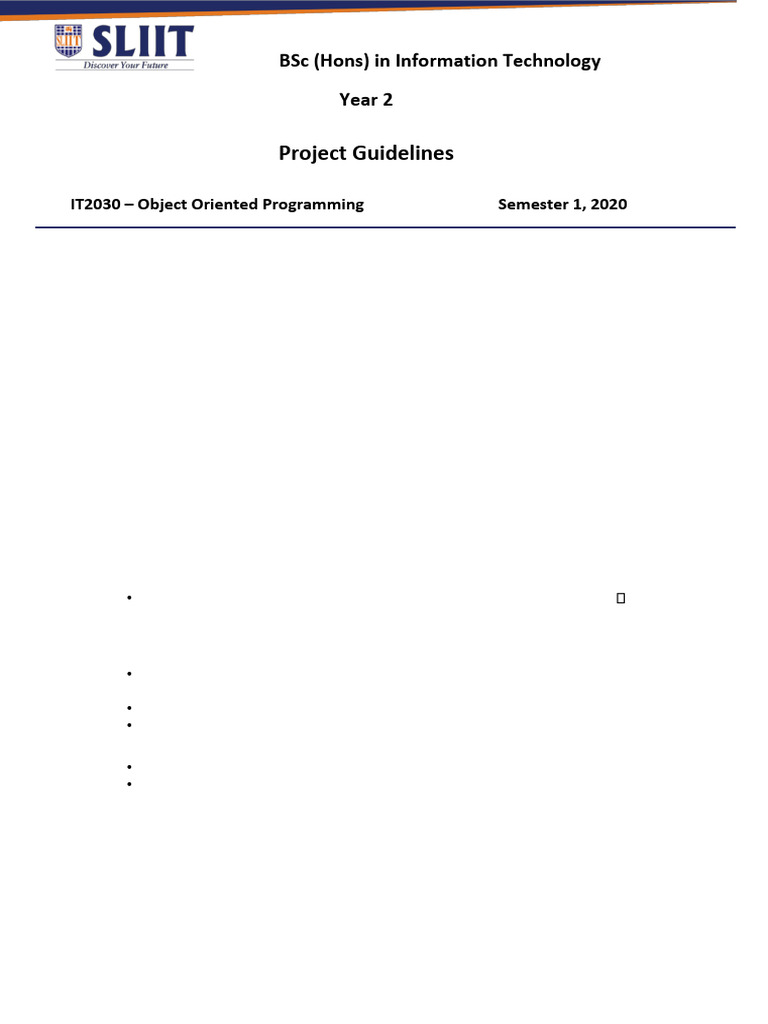 IT2030 - Poject Guidelines | PDF | Academic Integrity | Object Oriented Programming