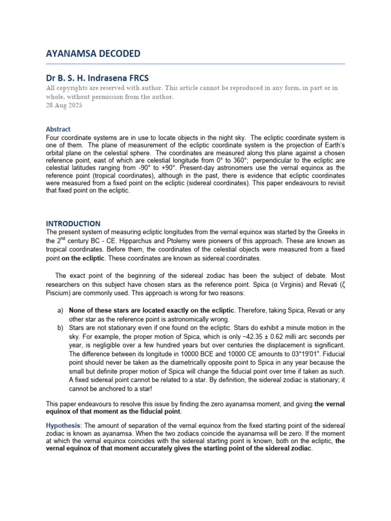 Ayanamsa Decoded | PDF | Zodiac | Astronomy