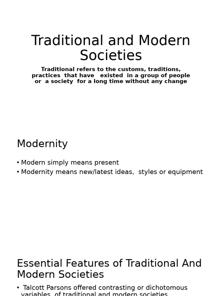 ZHD Lecture 9 Traditional and Modern Societies | PDF