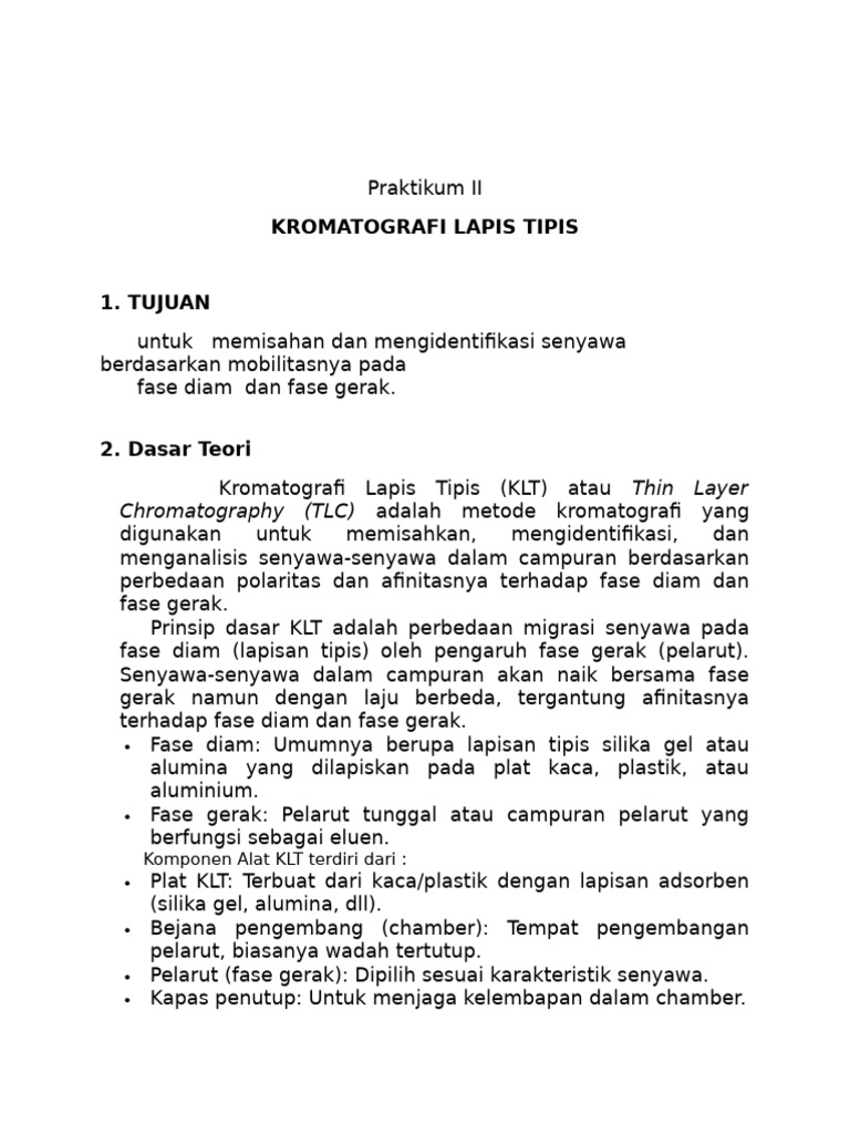 Modul Praktikum Kromatografi Lapis Tipis | PDF