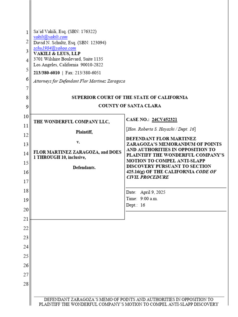 Opp To MTN To Compel Anti-SLAPP Discovery | PDF | Discovery (Law ...