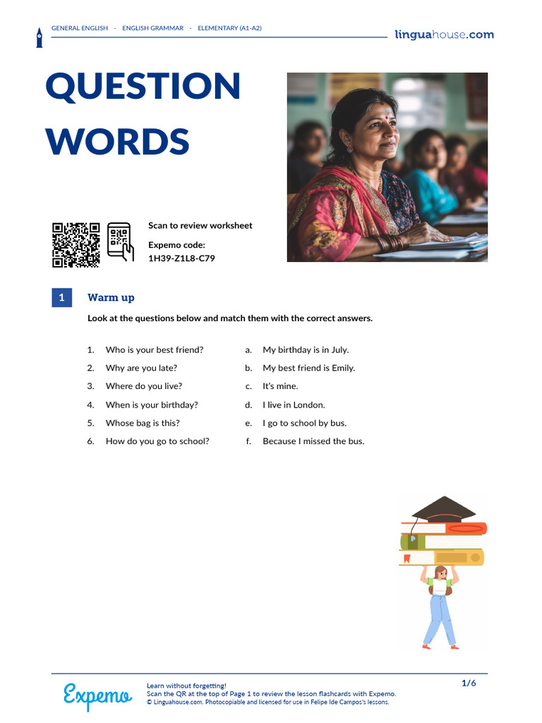 Essential Question Words for A1-A2 English | PDF