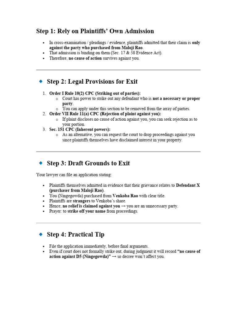 Legal Steps to Exit a Lawsuit | PDF