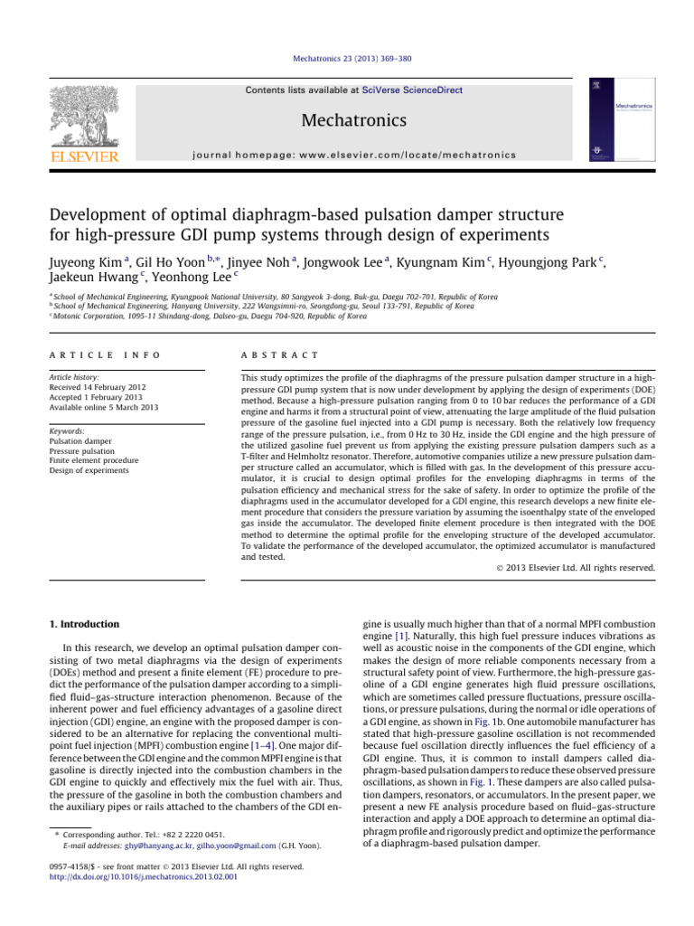 Development of Optimal Diaphragm-Based Pulsation Damper Structure For ...