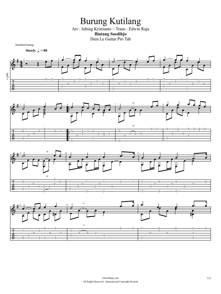 Burung Kutilang by Jubing Kristianto - Guitar Pro Tab | PDF